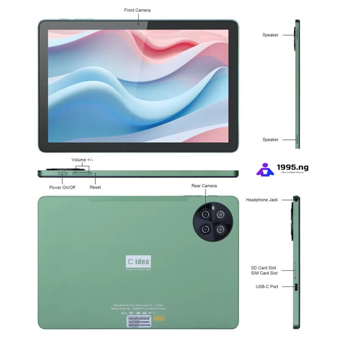 Cidea CM8800 Plus Android 13.0 Smart Tablet PC- 8GB 512GB